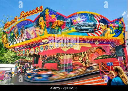 Ascension fair, fair, music express, fairground ride, Kempten, Allgaeu ...