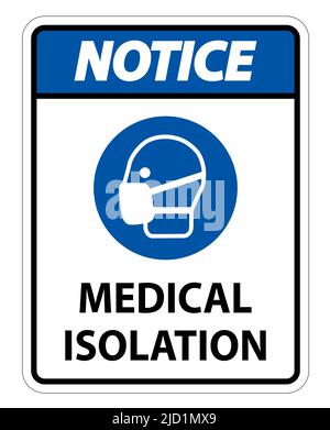 Notice Medical Isolation Sign Isolate On White Background,Vector ...