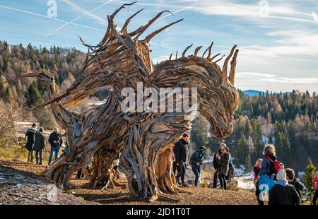Drago Vaia (Vaia Dragon). The sculpture is the work of the artist Marco ...