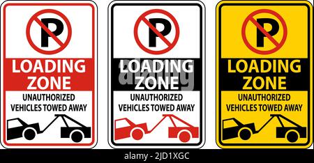 Loading area no parking notice sign. Warehouse safety signs and symbols ...