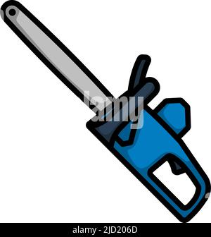 Icon Of Chain Saw. Editable Bold Outline With Color Fill Design. Vector ...