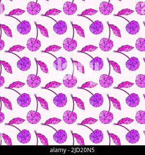 Summer seamless polygonal cartoon cherry pattern for fabrics and ...