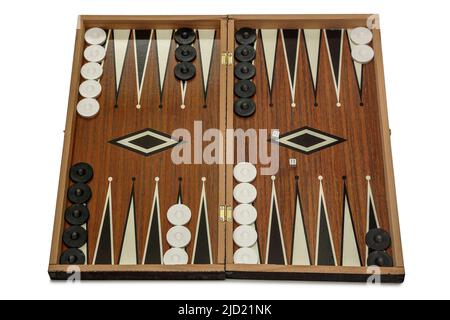 backgammon board in starting position isolated on white Stock Photo - Alamy