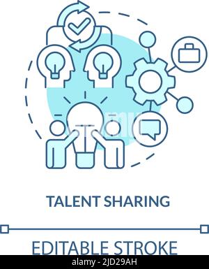 Sharing talent turquoise concept icon. Collaborative employee project ...