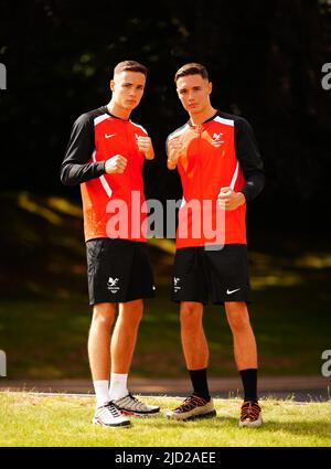 Boxers and twin brothers Ioan (left) and Garan Croft during the Wales ...