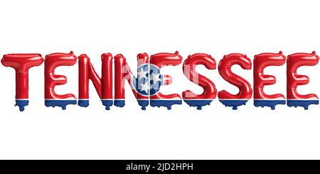 3d illustration of Tennessee-letter balloons with usa flag colors ...