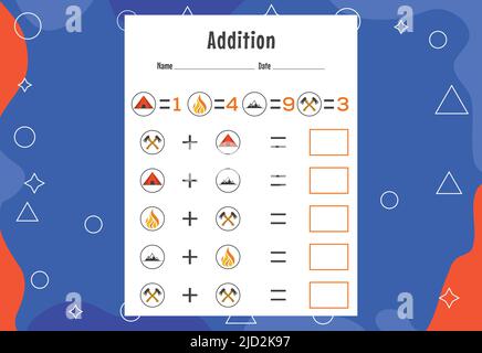 Addition with different elements for kids. An educational page for kids ...