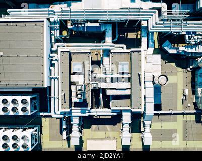 Air Condition Ventilation System on the Building Roof. Industrial Air ...