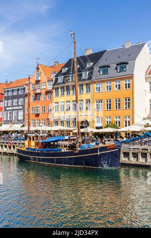 An old fishing boat "Wotan" moored at Nyhavn, the colourful 17th ...