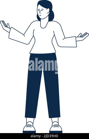 Shrugging Shoulders Confused Young Woman Vector. Confusion Pensive ...