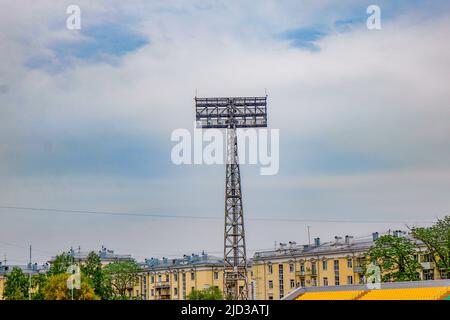 stadium lighting tower, against a cloudy sky Stock Photo - Alamy