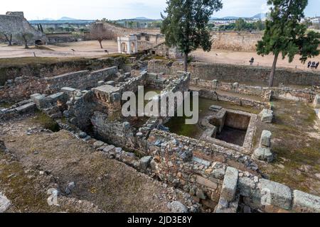 The outdoor area of the Alcazaba of Merida, Merida, Spain Stock Photo ...