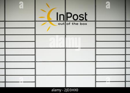 A InPost postage package locker unit is seen in Warsaw, Poland on 14 ...