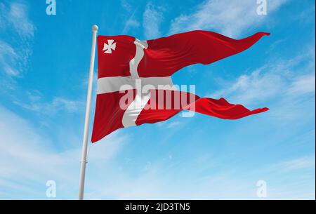 official flag of Naval Rank Flotilla Admiral , Denmark at cloudy sky ...