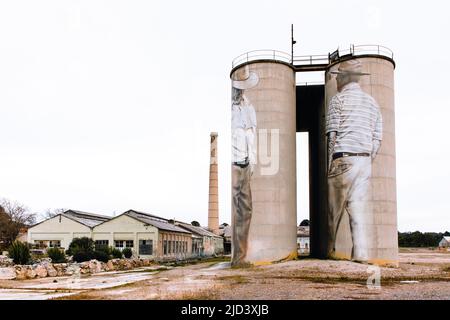 Photograph of the large cement storage silos at the now closed historic ...