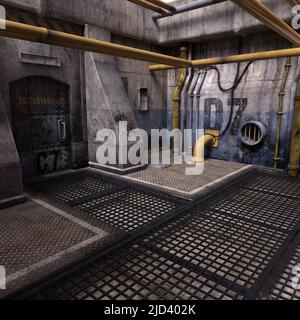 3d-illustration of an empty and scary sewer for background usage Stock ...