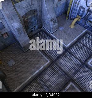 3d-illustration of an empty and scary sewer for background usage Stock ...