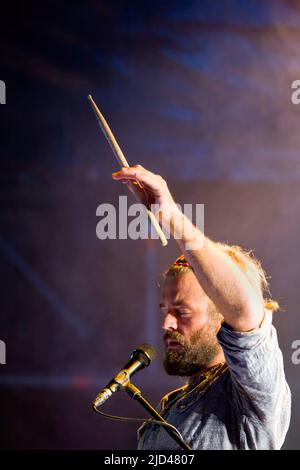 Xavier Rudd of Xavier and the Hum Musical band performs live on stage ...