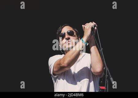 Ed Droste performs live on stage with his band Grizzly Bear at Way Out ...