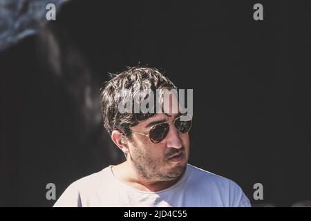 Ed Droste performs live on stage with his band Grizzly Bear at Way Out ...