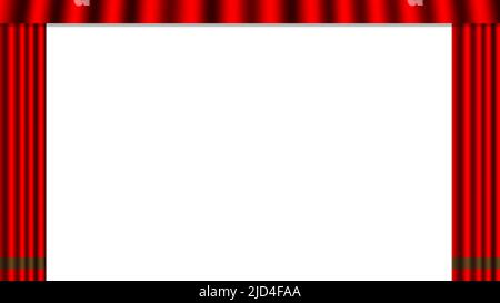 3d illustration. Graphics. Curtain with red curtain, opens to insert ...