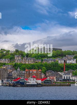 Onboard the ferry from Oban to the Isle of Mull - Looking back to the ...