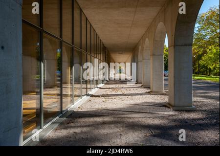 Arcade in modern style. Stables and carriage shed, ancilliary building ...