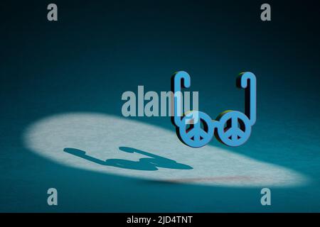 Beautiful abstract illustrations Peace symbol icon on a dark blue ...