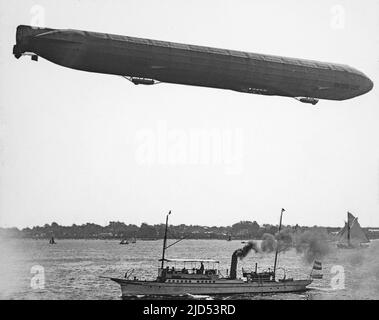 Zeppelin LZ11 'Viktoria Luise' in flight during the Kiel Regatta ...