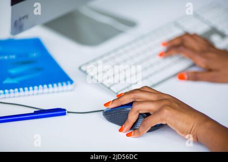 Hands Mouse paperwork architectural design plan work flat lay Stock ...