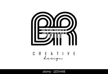 BR B R Creative Modern Black Letters Logo Design with Brush Swoosh ...