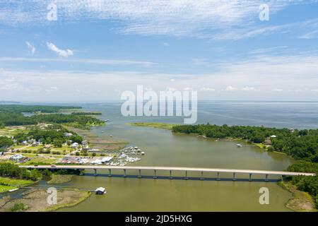 Aerial view of Fowl River and Mobile Bay on the Alabama Gulf Coast in ...