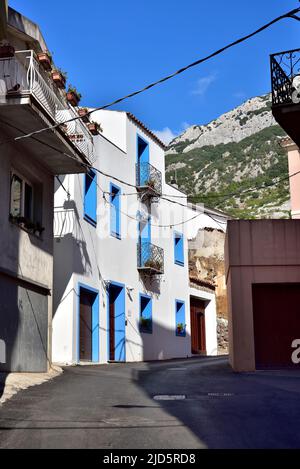 Deserted street of the town of Dorgali on the east coast of the island ...