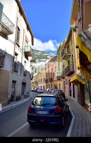 Deserted street of the town of Dorgali on the east coast of the island ...