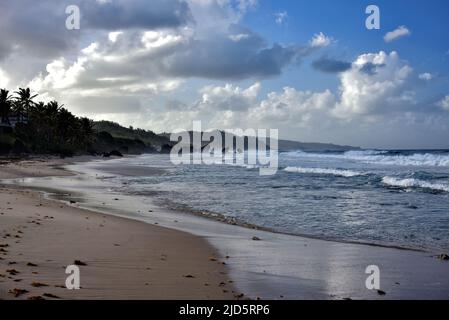 Specific rocks formation near The Soup Bowl spot on Barbados island ...