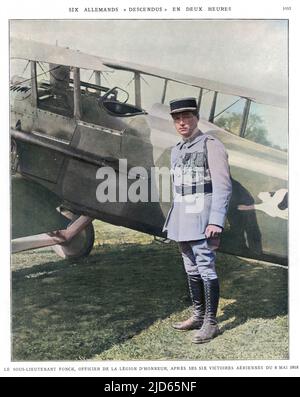 Rene Paul Fonck (1894-1953), leading French fighter ace and his SPAD S ...