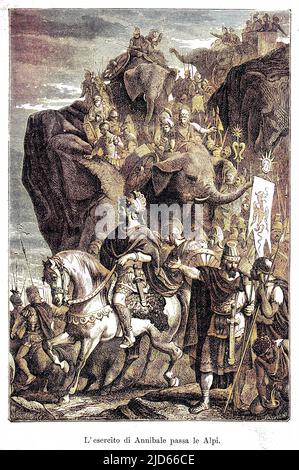 Hannibal and his army crossing the Alps, 218 BC. Artist: Unknown Stock ...