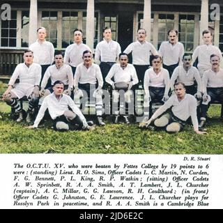 A team photo of the OCTU rugby team who were beaten by Fettes College ...