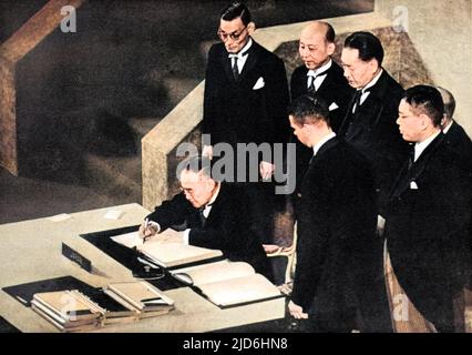 Signing of the Japanese Peace Treaty, San Francisco 1951 Stock Photo ...