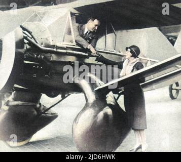 Pilot Stanley Hausner saying goodbye to his wife Stock Photo - Alamy