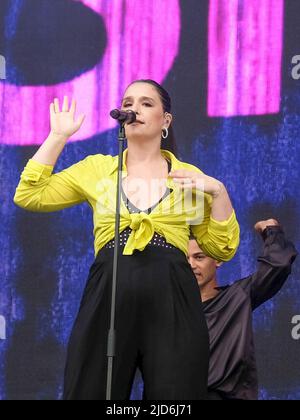Newport, UK. 18th June, 2022. Lead vocalist, guitarist and keyboard ...