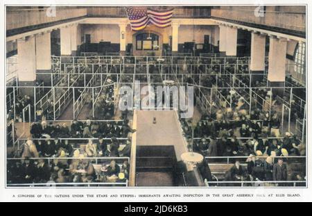 The Great Assembly Hall, Ellis Island, New York, 1911 Stock Photo - Alamy