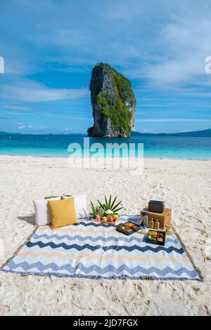 Koh Poda Krabi Thailand, picnic on the tropical beach of Koh Poda ...