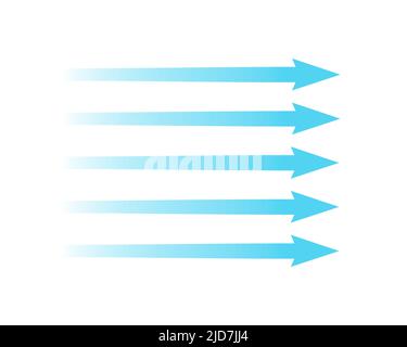 Air flow. Blue arrow showing direction of air movement. Wind direction ...