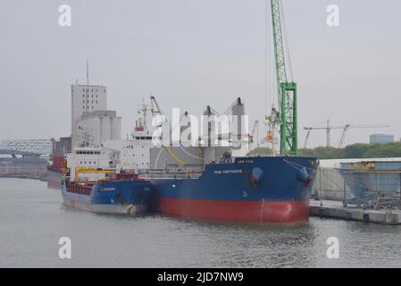 Vessels Nordersand a general cargo ship, and Maas Confidence, a ...