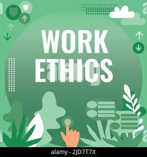 Text showing inspiration Work Ethics. Word Written on A set of values ...