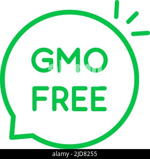 Genetically Modified Organism outline green frame. Vector GMO concept illustration on dark ...