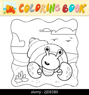 Cancer hermit black and white. Coloring book or Coloring page for kids ...