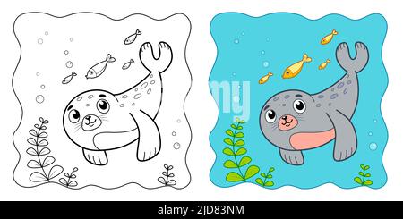 Seal Coloring Page for Kids Stock Vector Image & Art - Alamy