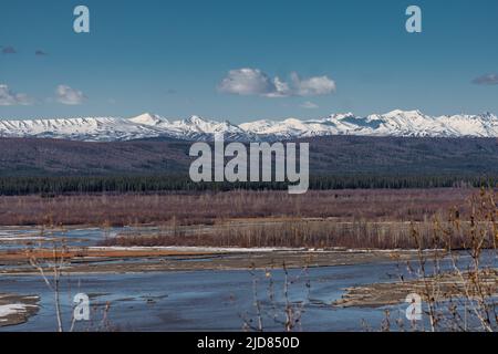 Alaskan Range on drive from Fairbanks to Delta Junction, Alaska Stock ...